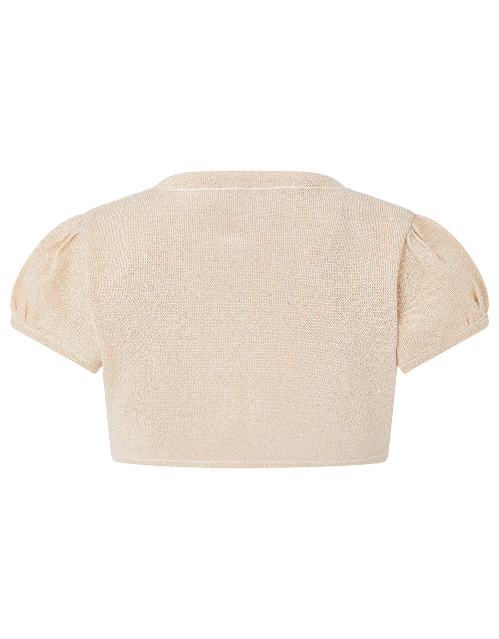 Metallic Capped Sleeve Cropped Cardigan Gold | Girls' Cardigans ...