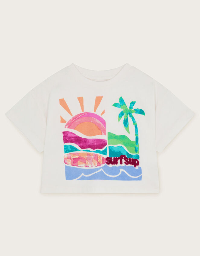 Cropped Surf's Up T-Shirt White | Girls' Tops & T-shirts | Monsoon UK.