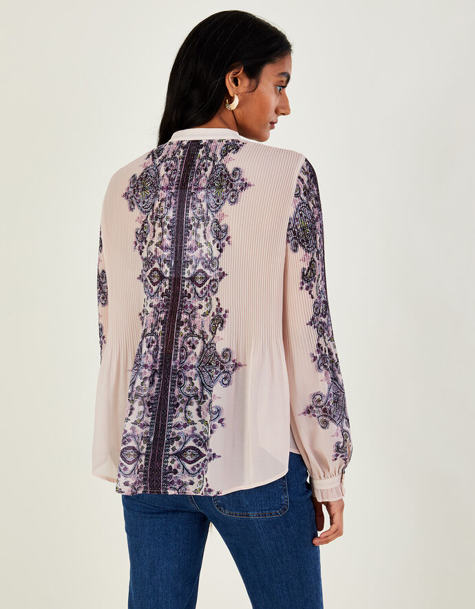 Yasmin Pleated Print Shirt with Recycled Polyester Pink