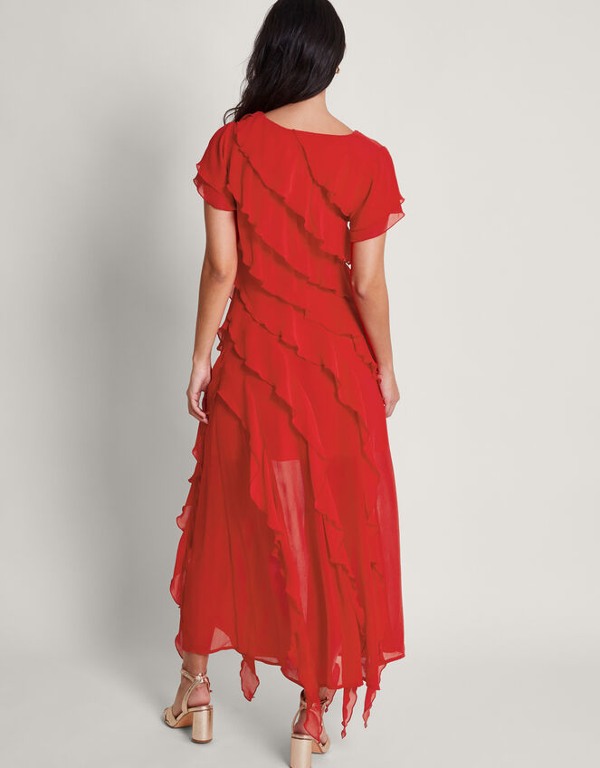 Renata Ruffle Maxi Dress Red | Evening Dresses | Monsoon UK.