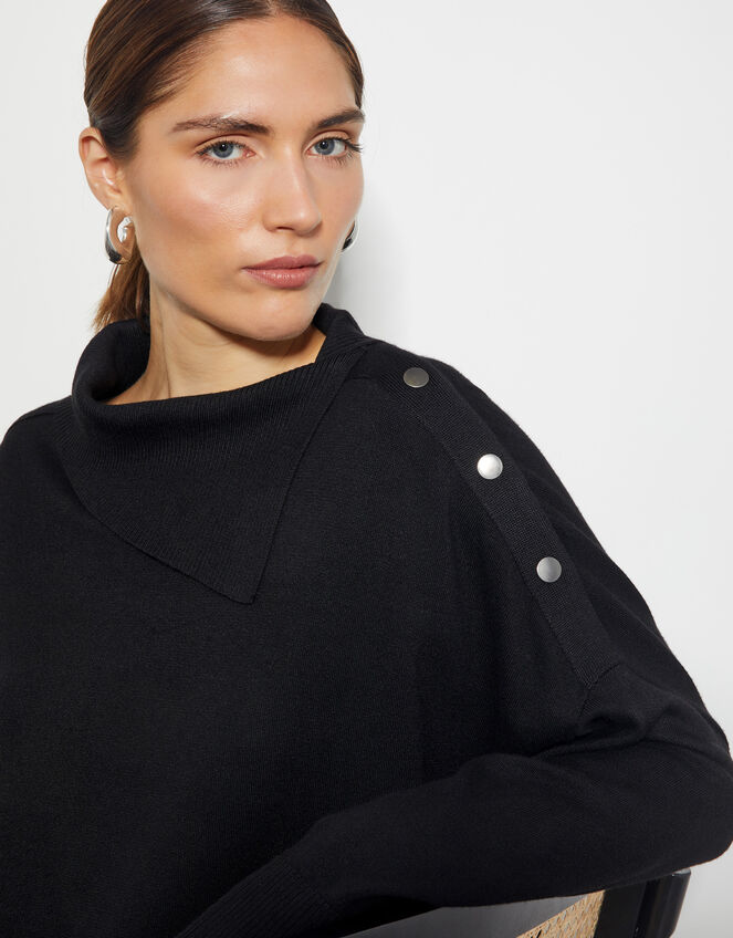Beth Button Detail Jumper Black | Knitwear | Monsoon UK.