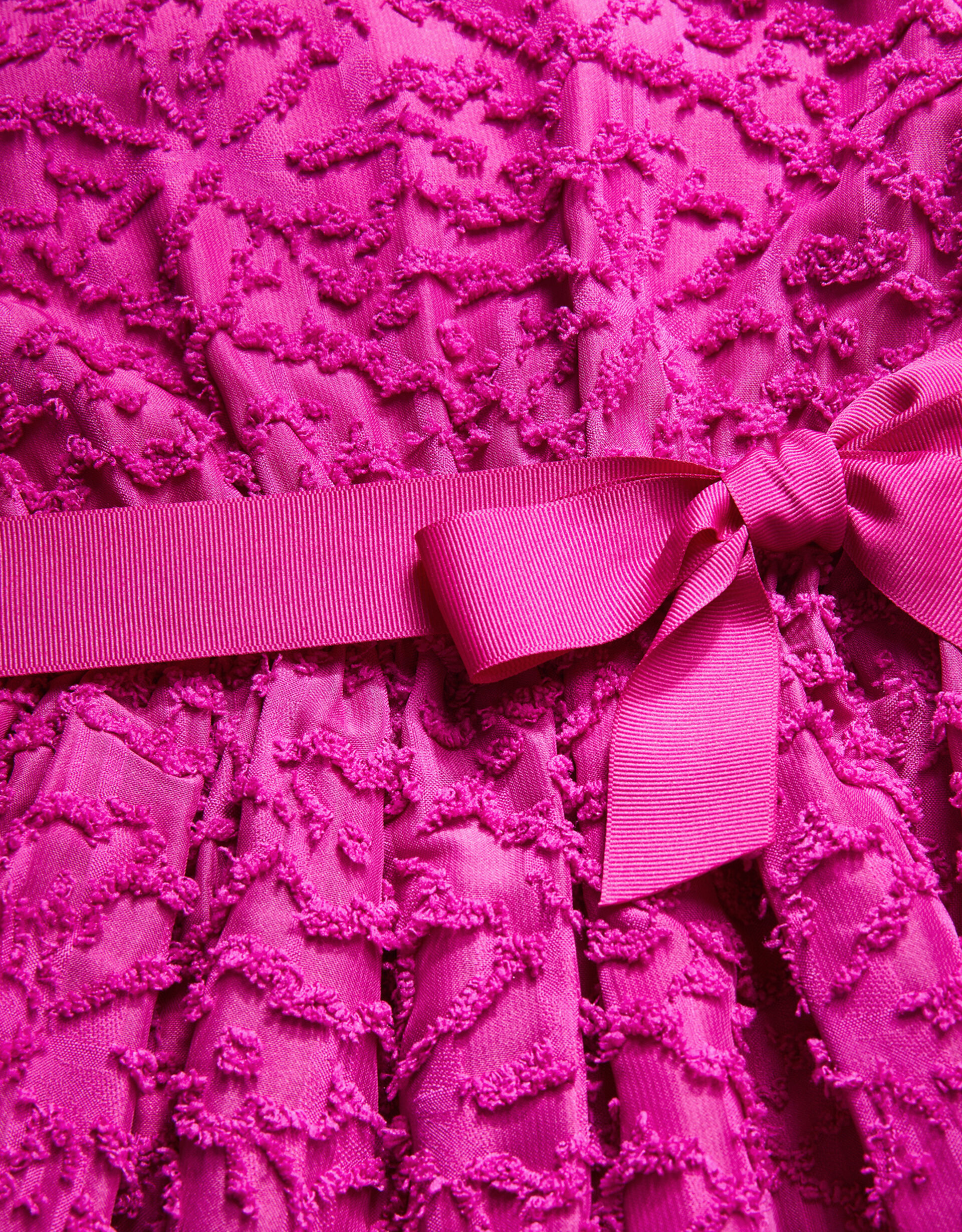 Textured Bow Waist Dress Pink | Girls' Dresses | Monsoon UK.