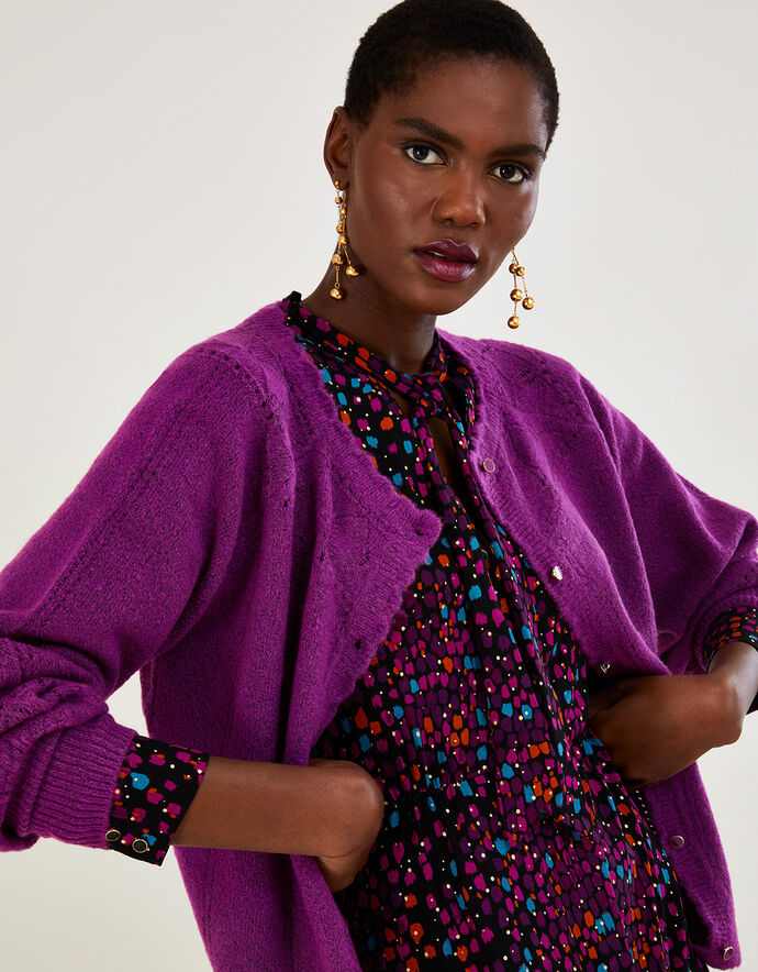 Smart Pointelle Cardigan with Recycled Polyester | Cardigans | Monsoon UK.