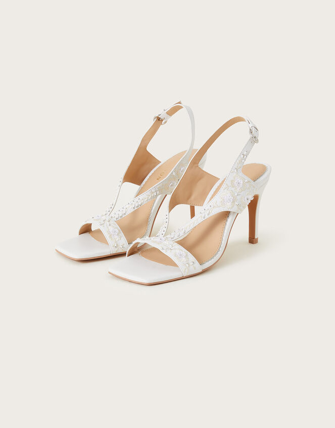 Embroidered Square Toe Bridal Sandals Ivory | Women's Shoes | Monsoon UK.