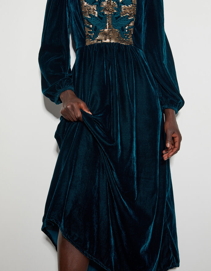 Lisa Embellished Velvet Dress