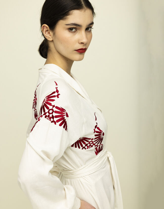 Tallulah & Hope Mitzi Embroidered Wrap Dress Camel