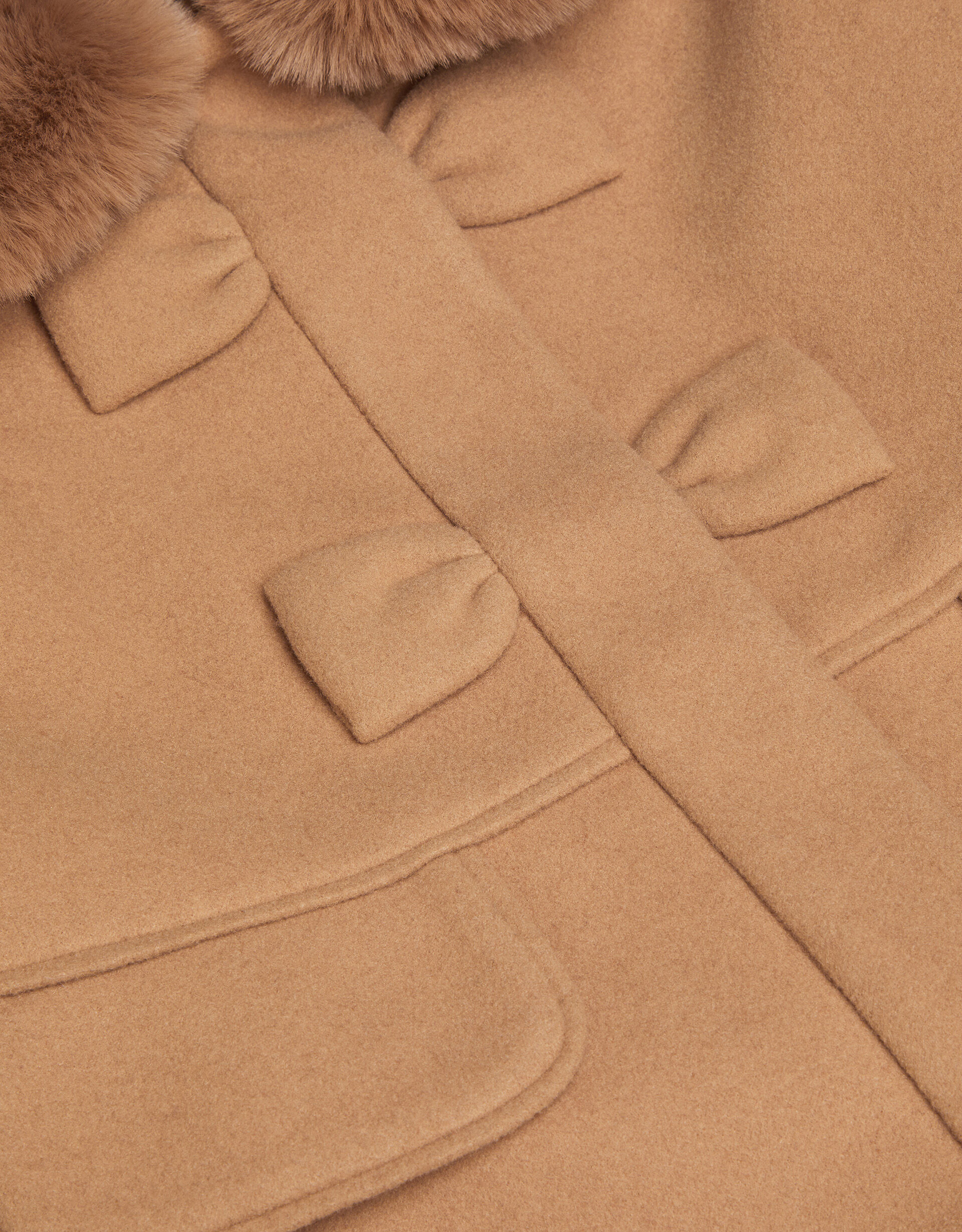 Faux Fur Collar Bow Swing Coat Camel | Girls' Coats & Jackets | Monsoon UK.