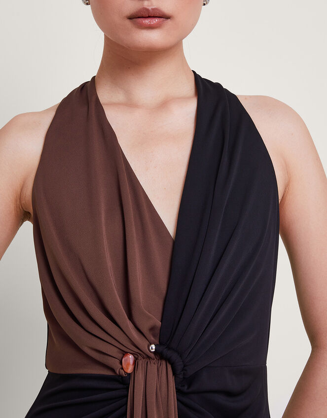 Tia Two-Tone Dress Brown | Midi Dresses | Monsoon UK.