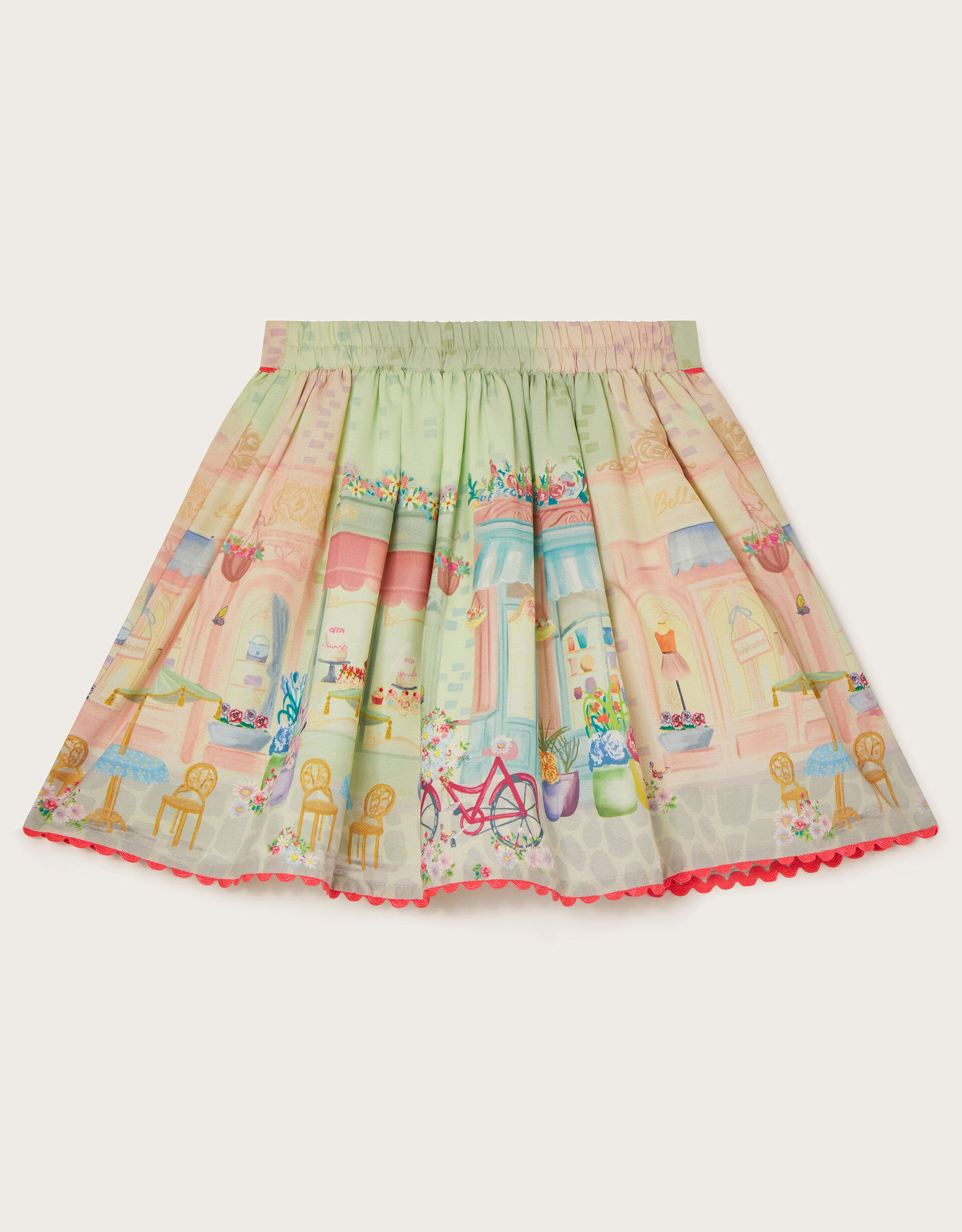 Town Scene Skirt Blue