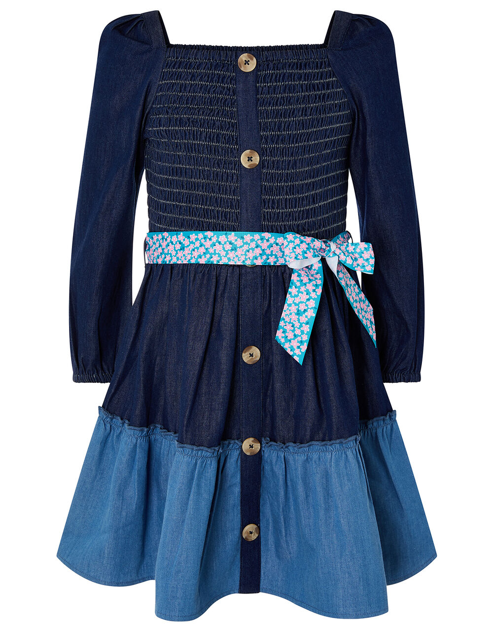 Shirred Denim Dress | Girls' Dresses | Monsoon UK.