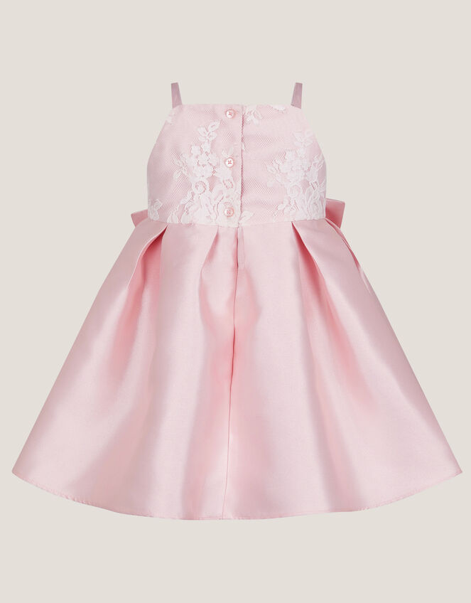 Baby Juniper Satin Lace Bow Bridesmaid Dress Pink | Baby Girl Dresses ...
