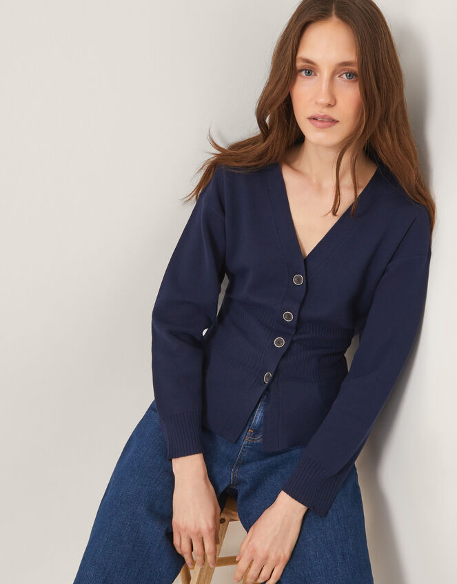 Suzy Fitted V-Neck Cardigan Blue | Cardigans | Monsoon UK.