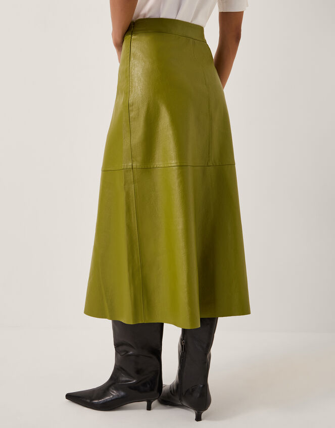 Pippa Faux Leather Midi Skirt Green | Skirts | Monsoon UK.