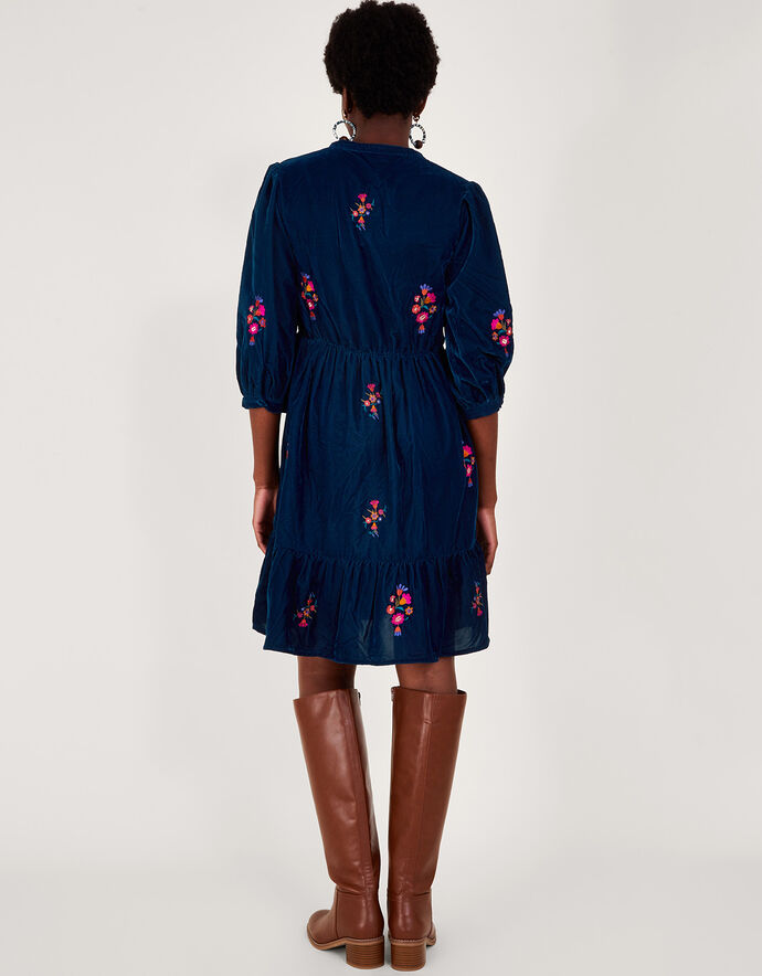 Faith Embroidered Velvet Dress Teal