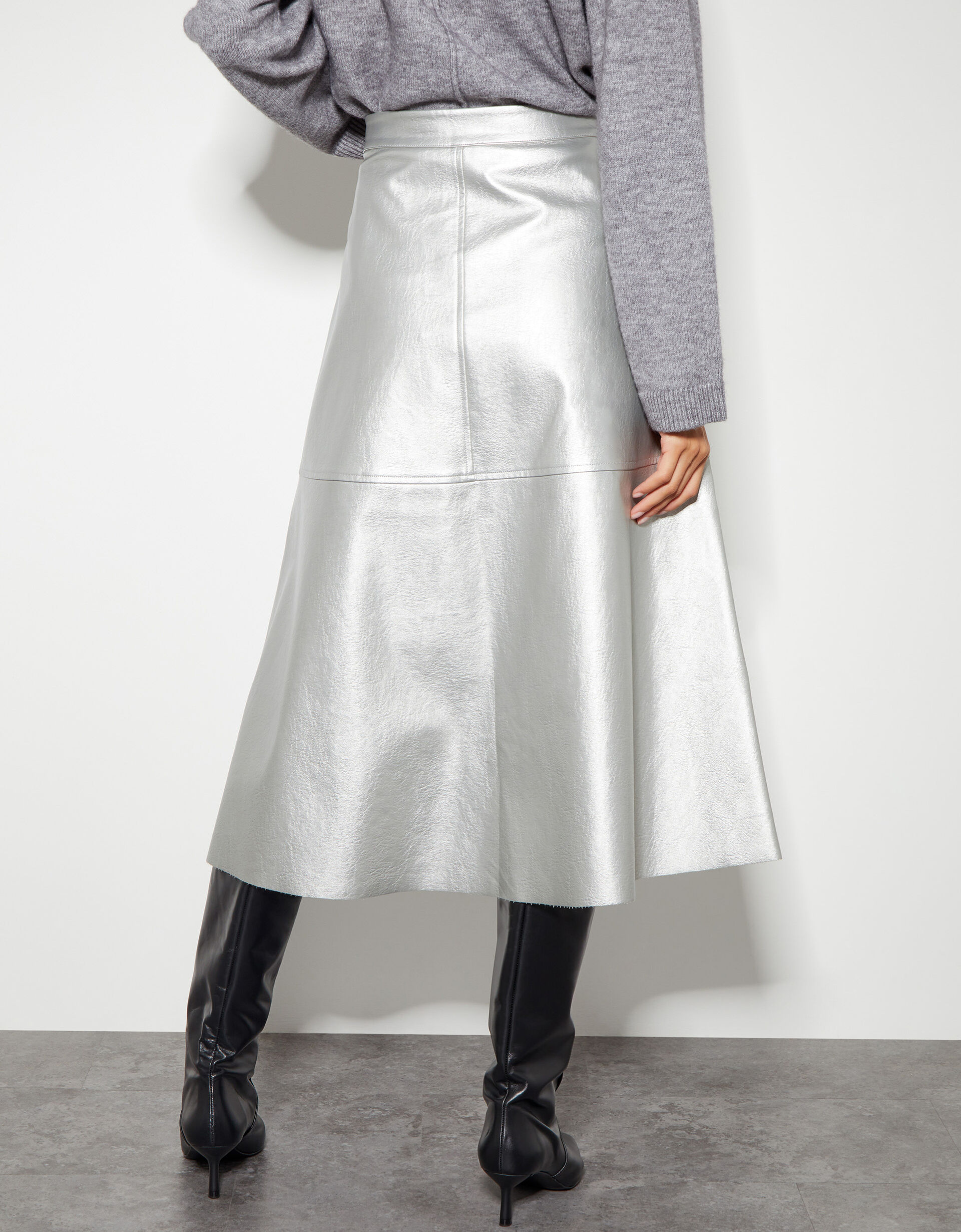 Pippa Faux Leather Skirt Silver