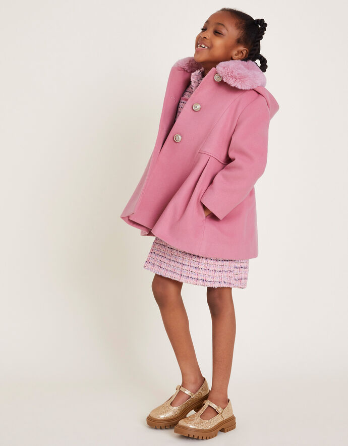 Hooded Collar Coat Pink | Girls' Coats & Jackets | Monsoon UK.