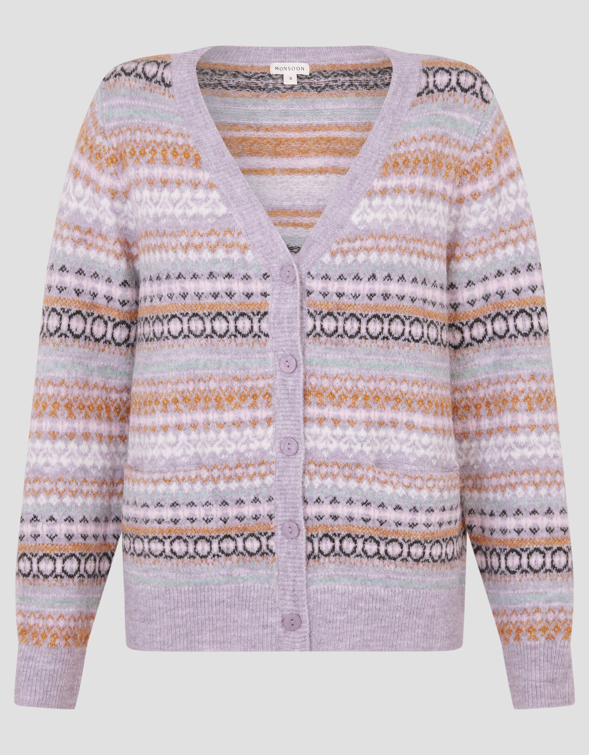 Fliss Fair Isle Cardigan Purple