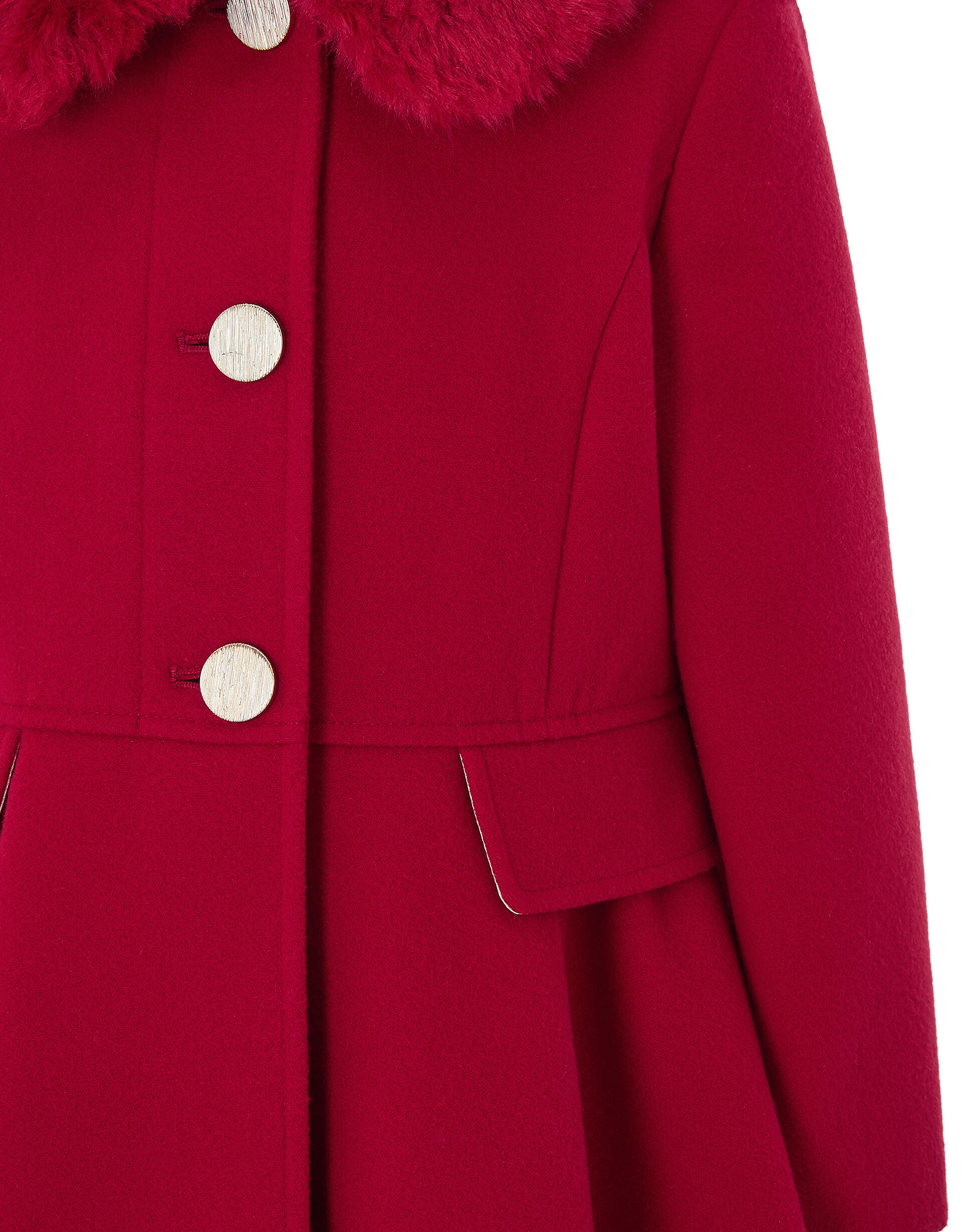 Red Ruffle Hem Coat Red