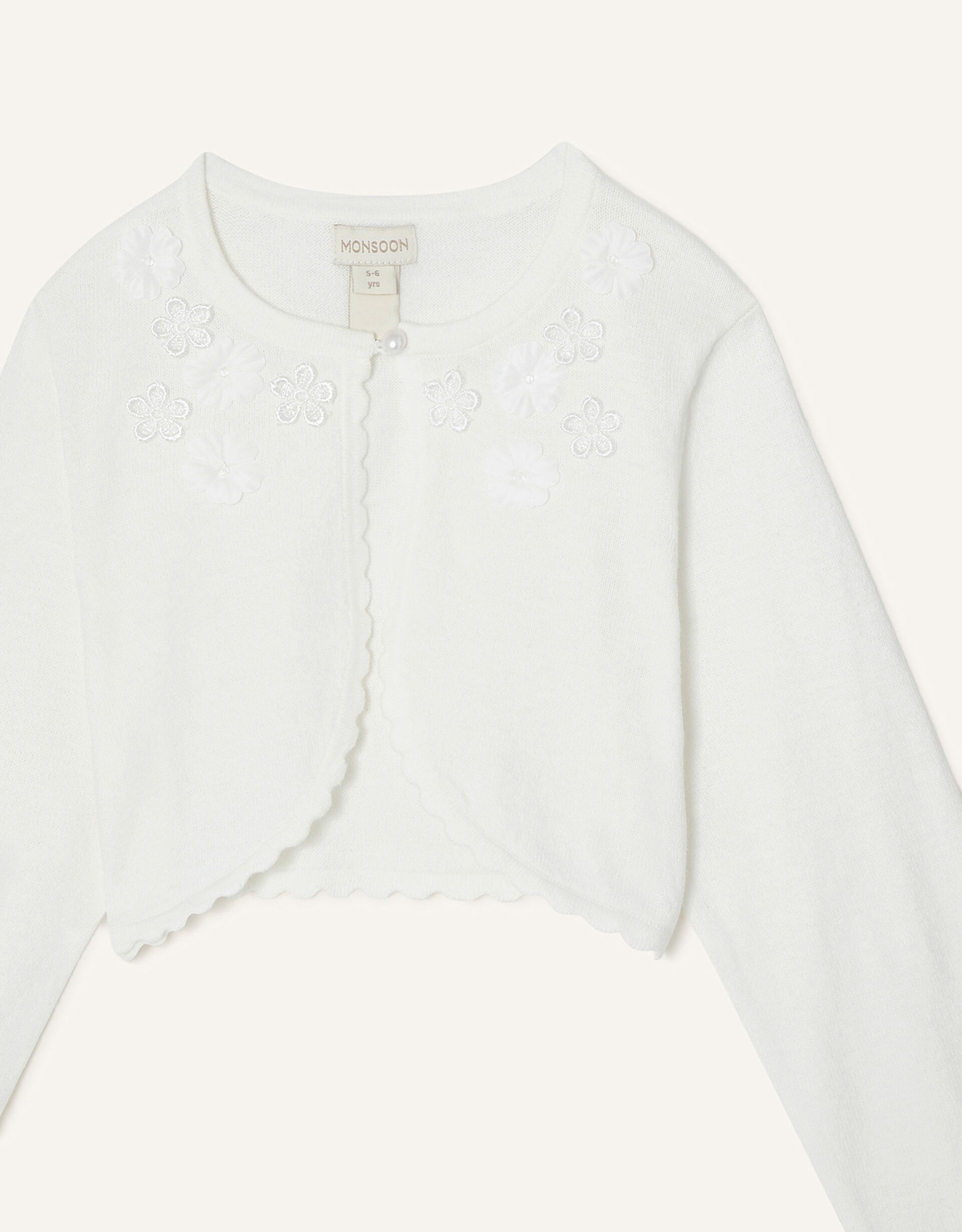 3D Flower Cropped Cardigan Ivory | Girls' Cardigans | Monsoon UK.