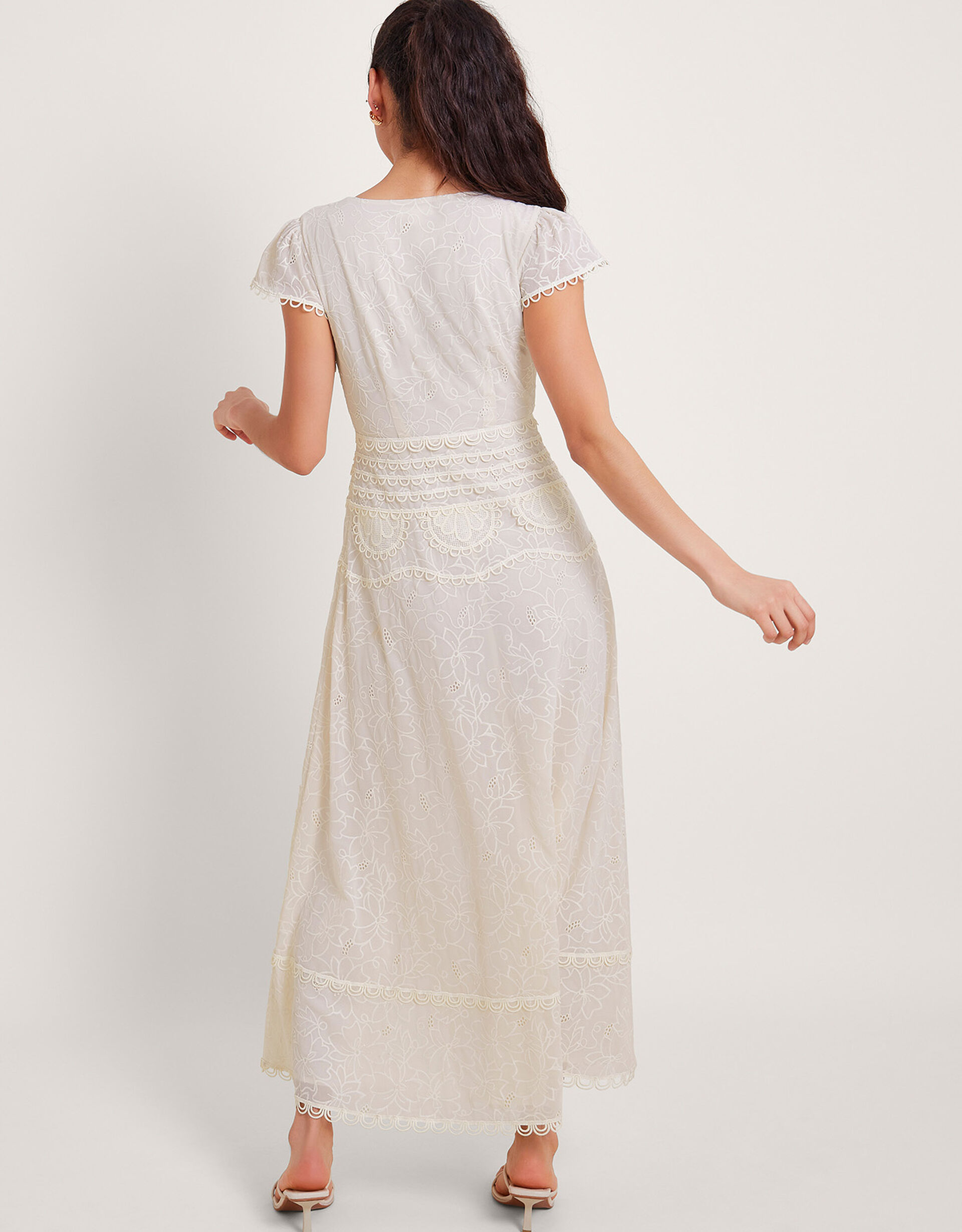Irene Broderie Dress Cream | Evening Dresses | Monsoon UK.