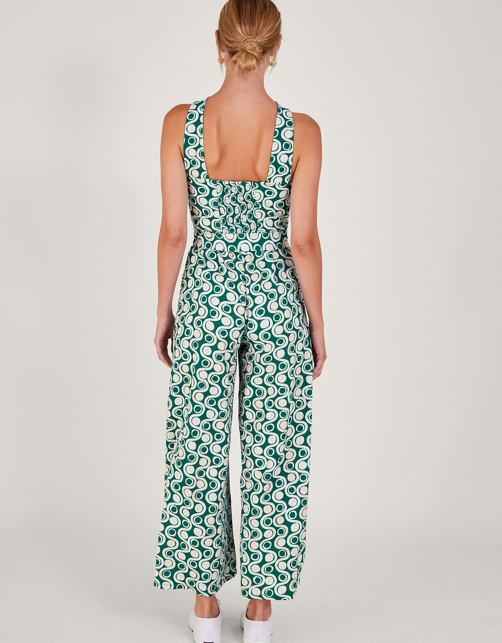 Print Cross-Over Jumpsuit Green