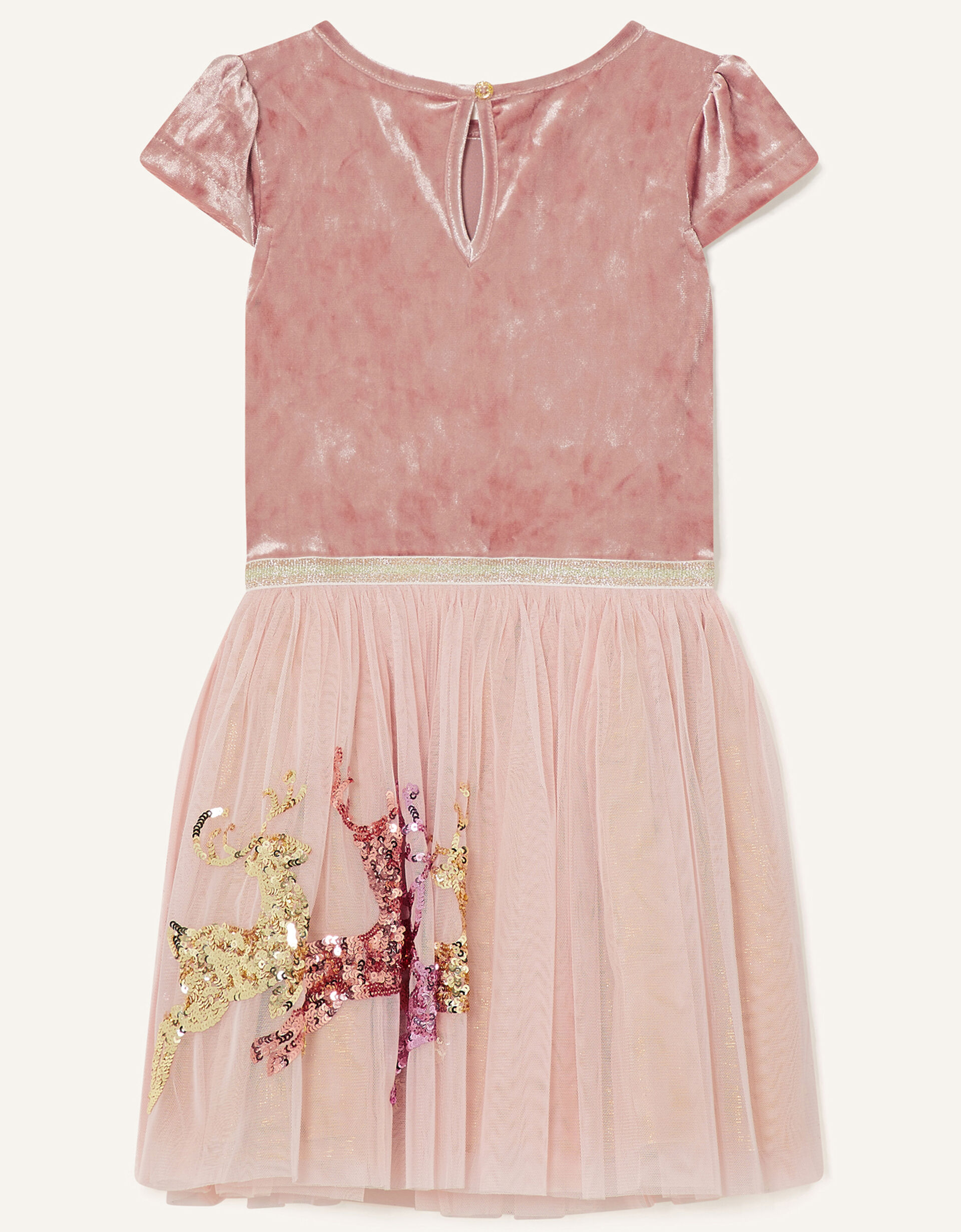 Velvet Reindeer Disco Dress Pink