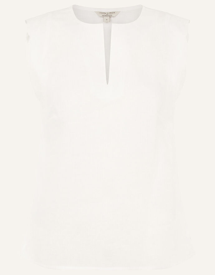 Plain Tank Top in Pure Linen White | Vests, Camisoles And Sleeveless ...