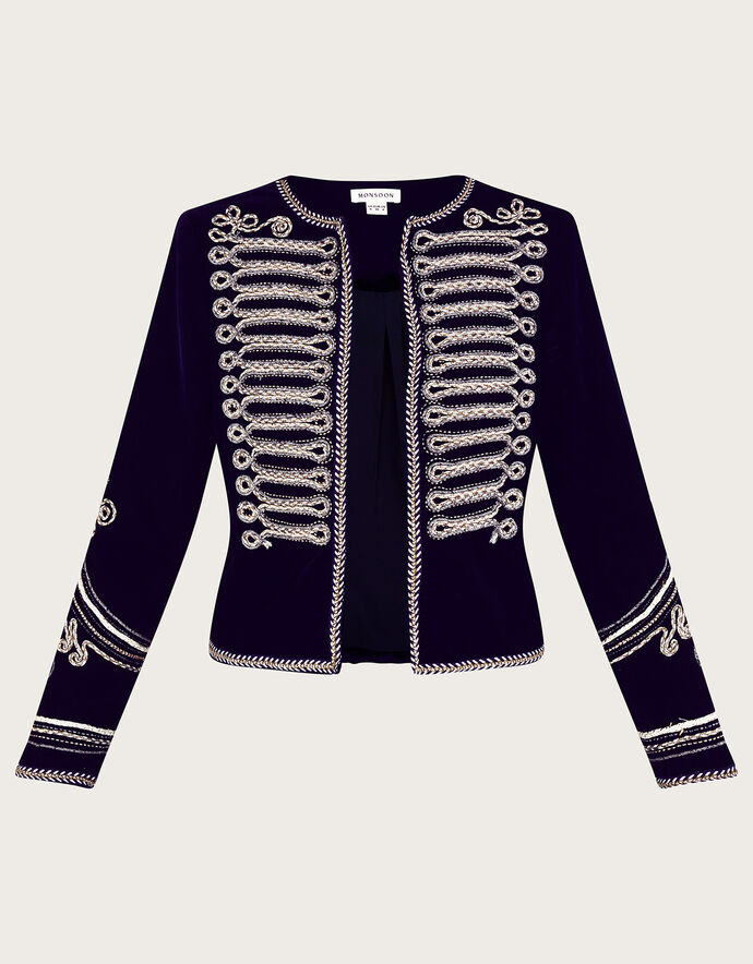 Maya Embroidery Military Jacket Blue | Women's Jackets | Monsoon UK.