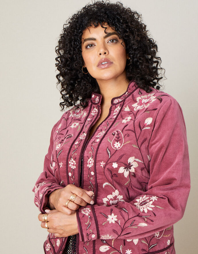 Floral Embroidered Jacket Pink