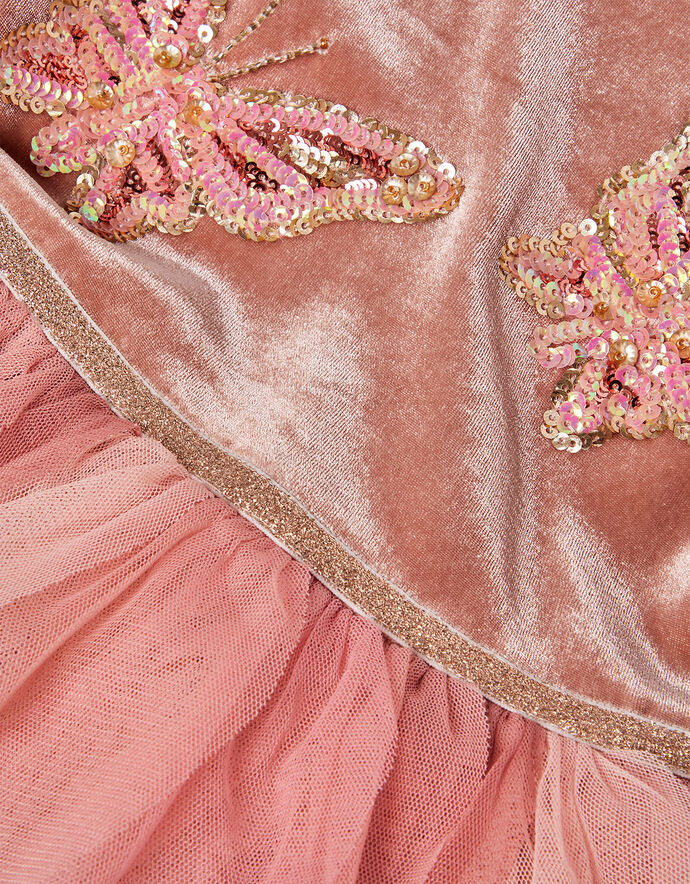 Velvet Disco Butterfly Dress Pink