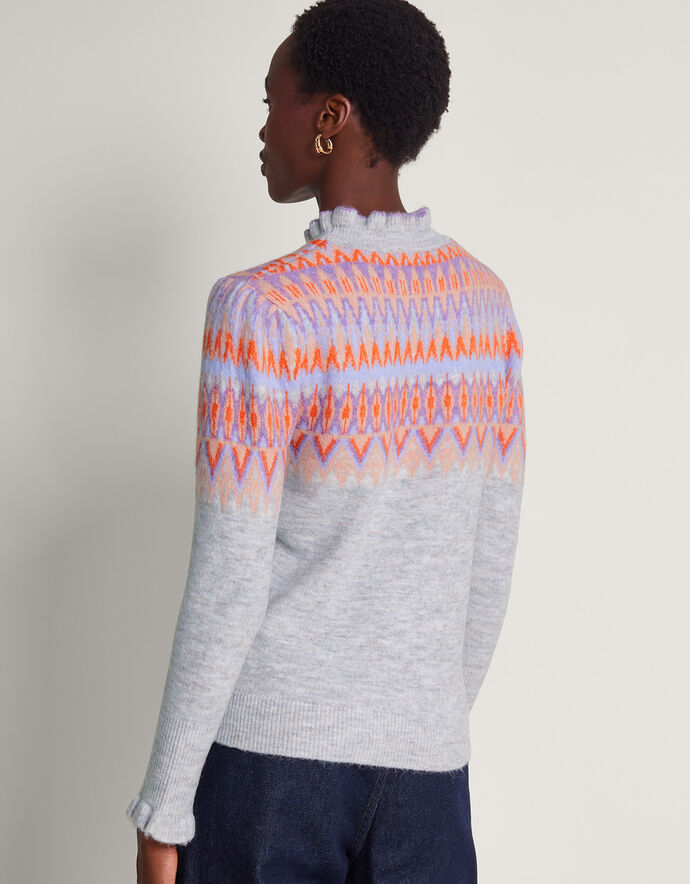 Frey Fair Isle Jumper Grey | Knitwear | Monsoon UK.