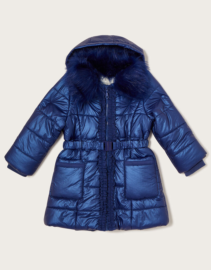 Shimmer Padded Coat Blue
