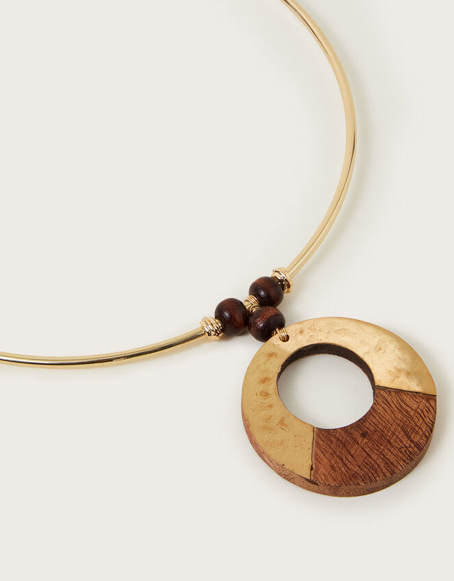 Wooden Circle Pendant Choker Necklace | Accessories | Monsoon UK.