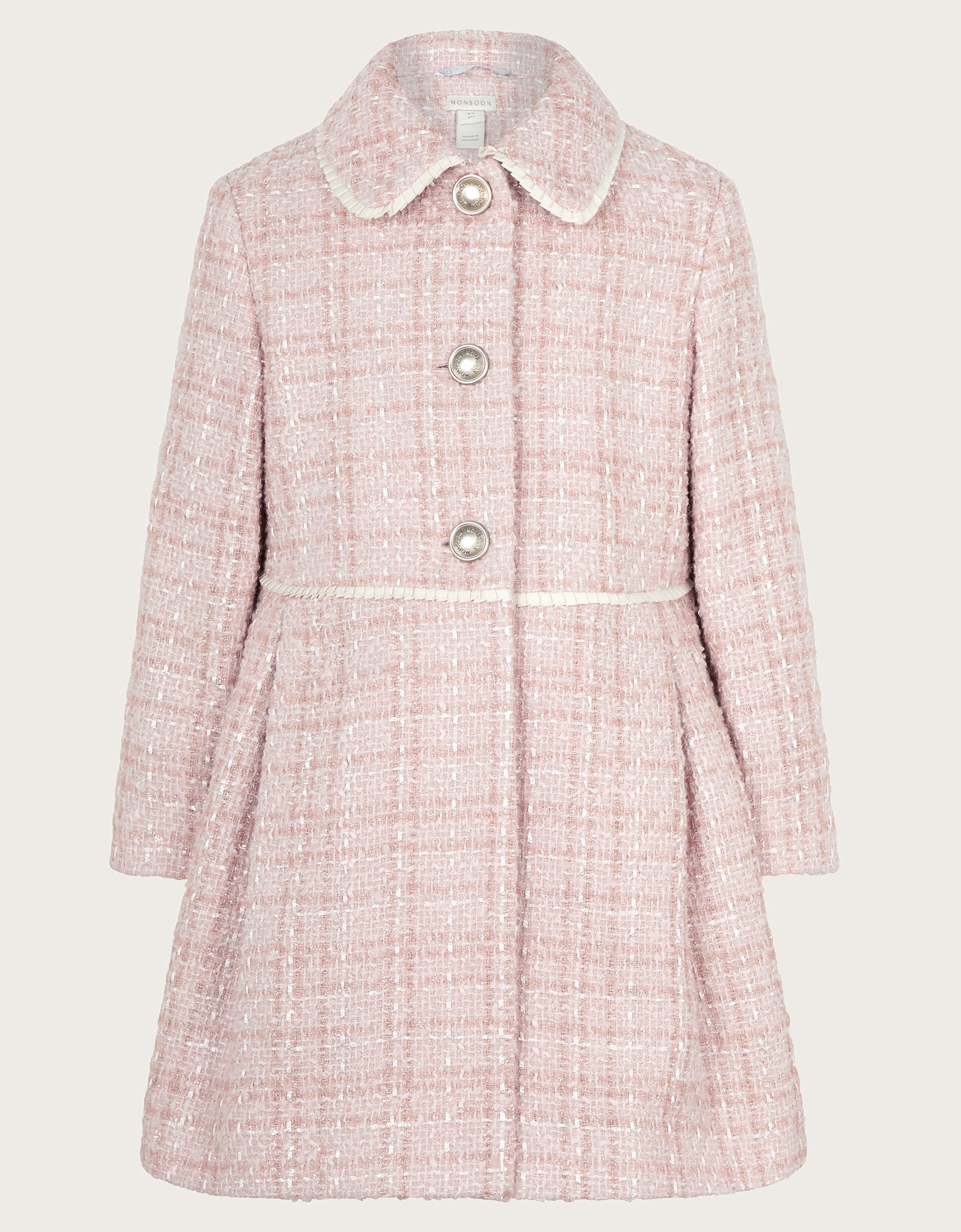 Tweed Collar Coat Pink
