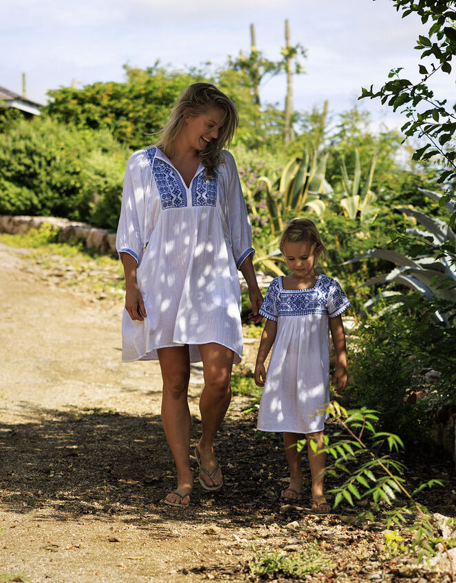 Sunuva Ladies Peruvian Hand-Embroidered Dress White