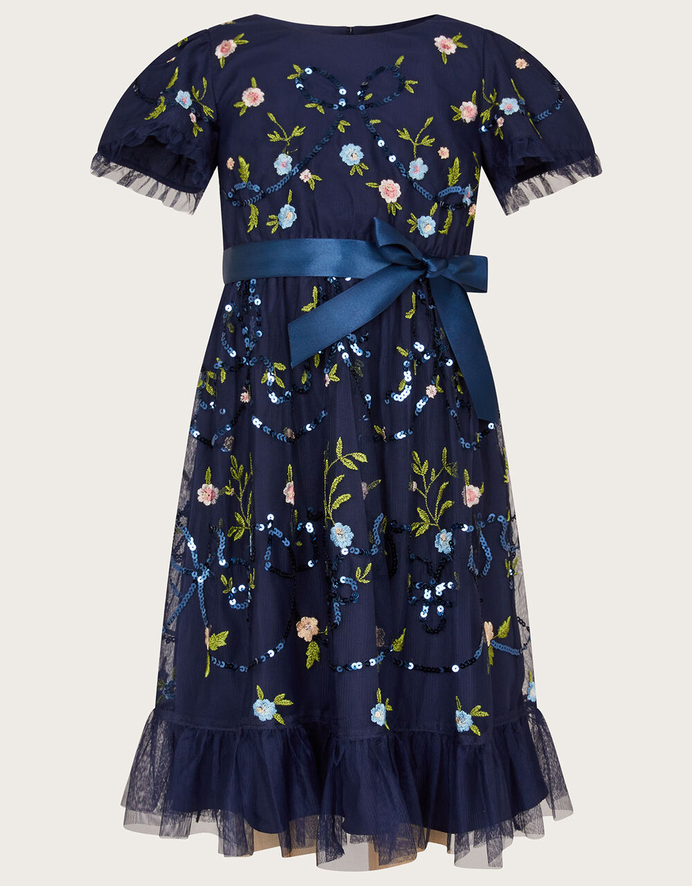 Tula Tulle Embroidered Dress Blue | Girls' Dresses | Monsoon UK.