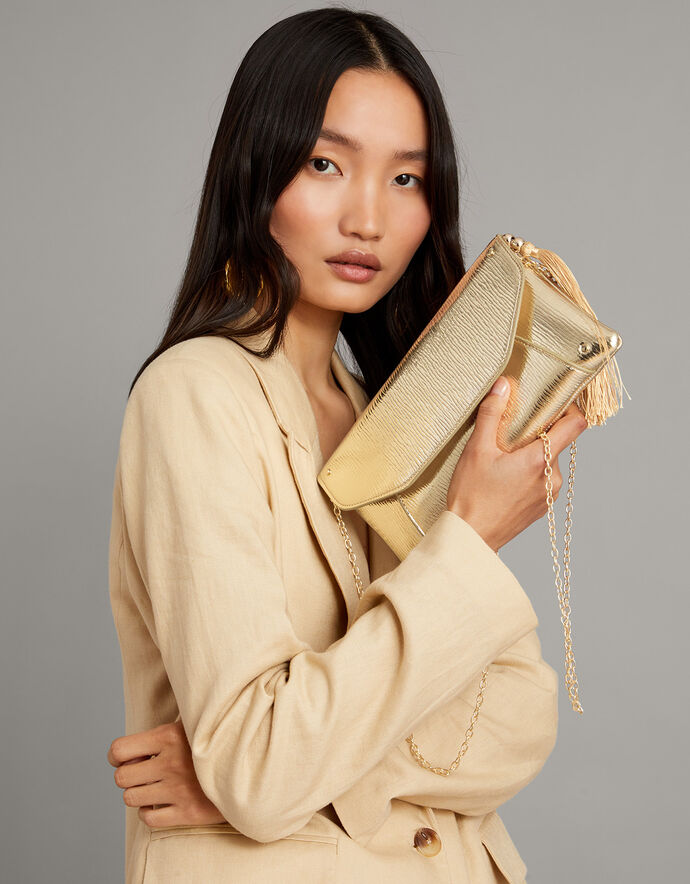 Metallic Ripple Clutch Bag