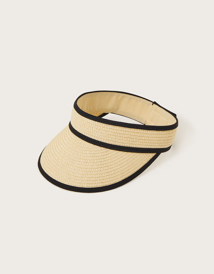 Woven Straw Contrast Sun Visor