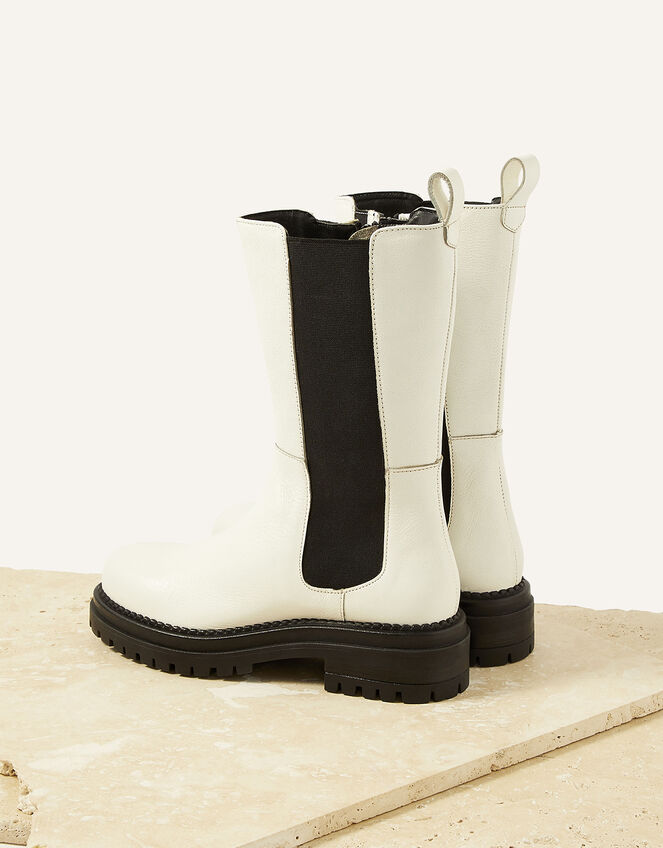 Saphira Stomper Leather Boots White