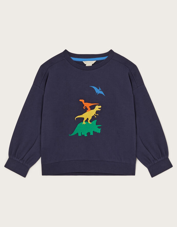 Embroidered Dinosaur Sweatshirt Blue