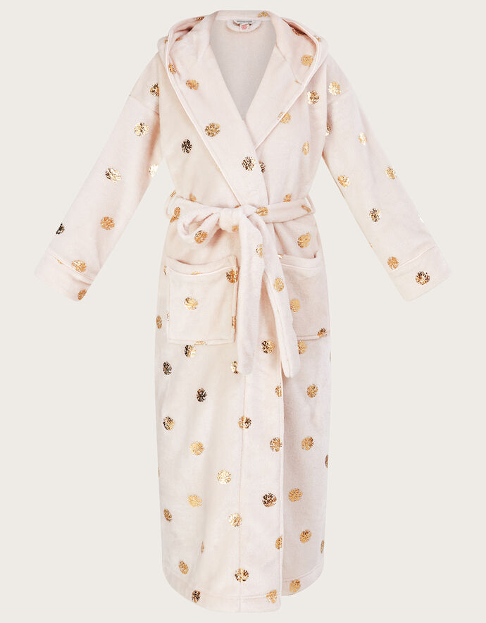 Spot Foil Hooded Dressing Gown Ivory | Robes And Dressing Gowns ...