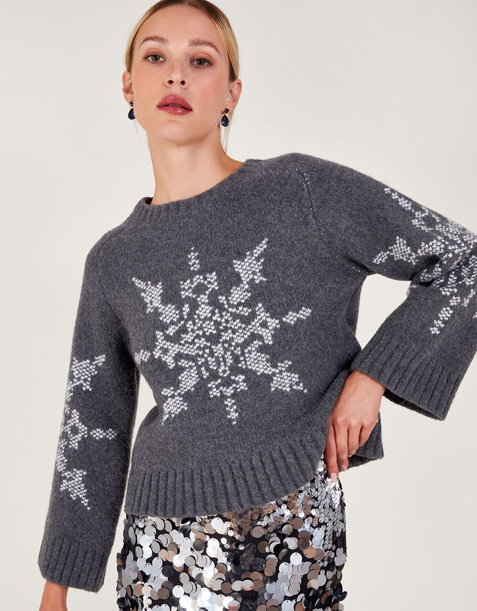 Sal Snowflake Jumper Grey