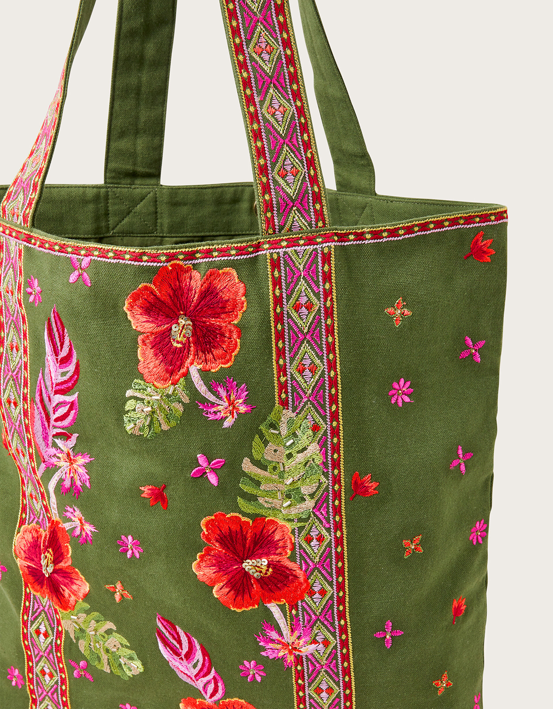 Floral Embroidered Tote Bag