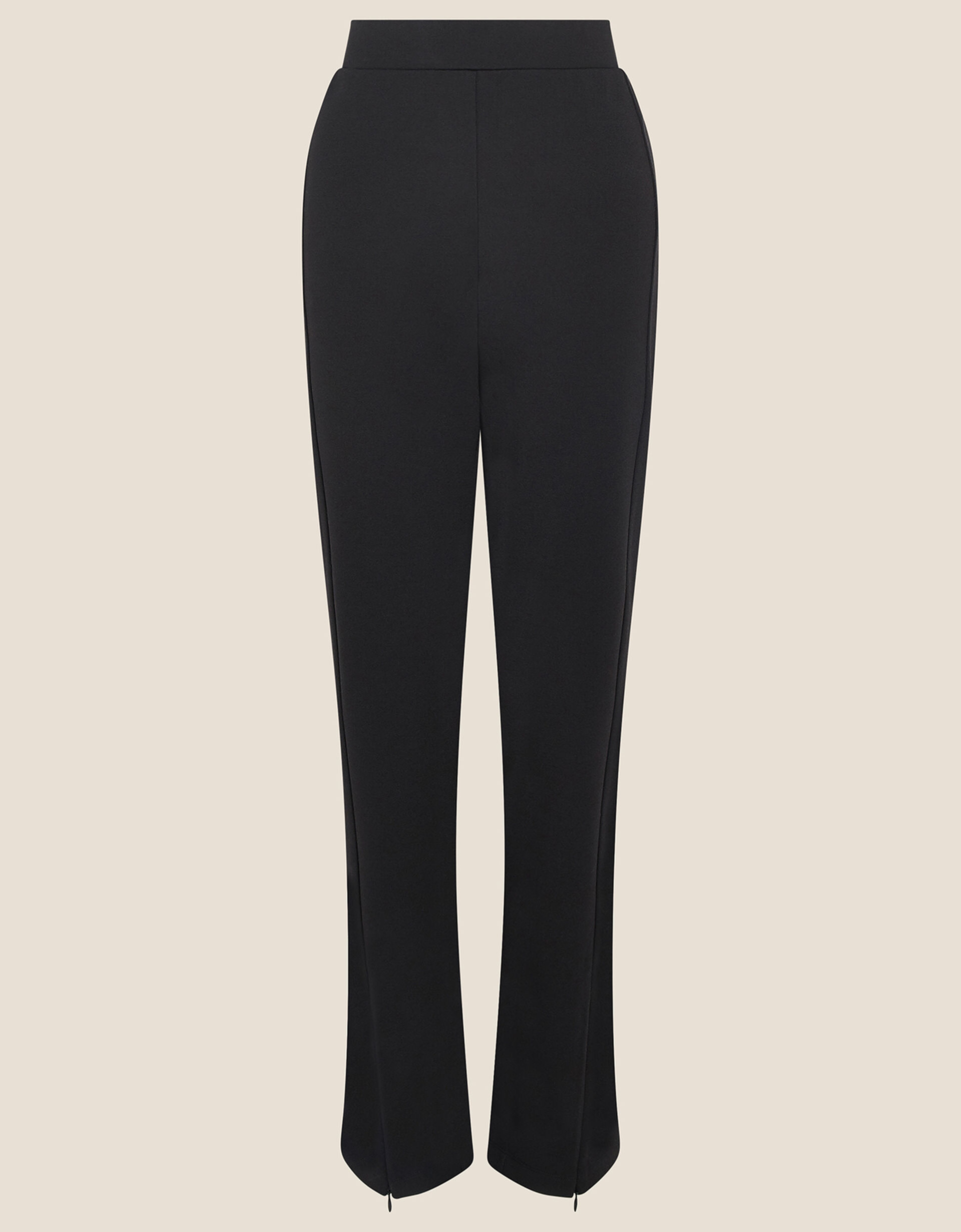 Philippa High-Waisted Zip Ponte Trousers Black | Trousers & Shorts ...