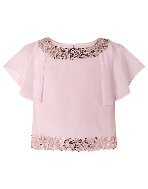 Meghan Sequin Floaty Top Pink | Girls' Tops & T-shirts | Monsoon UK.
