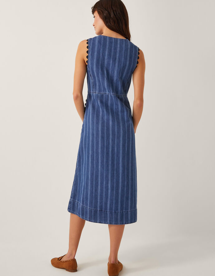 Ottilie Stripe Denim Midi Dress Blue | Day Dresses | Monsoon UK.