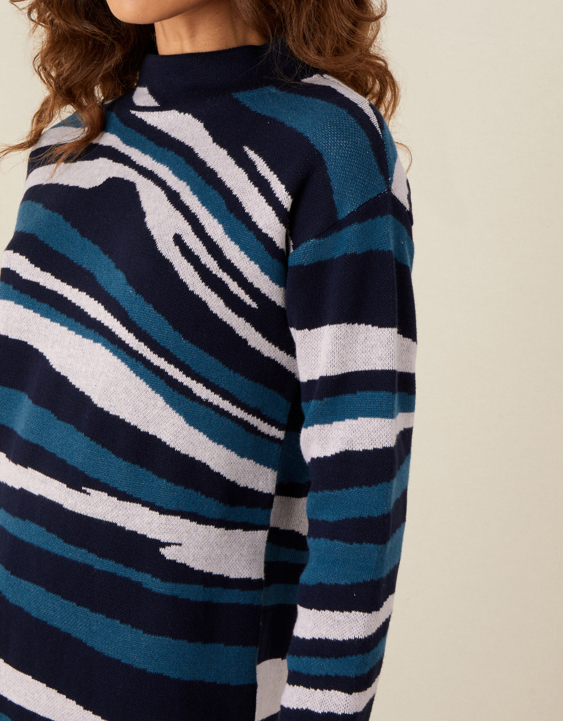 Willow Wave Knit Dress Blue