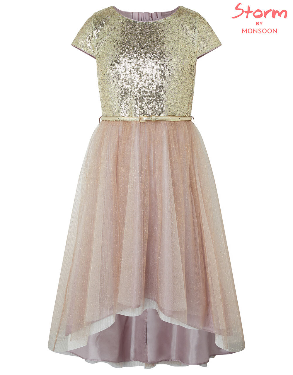 Kylie Gold Sparkle Tiered Prom Dress Gold | Girls' Dresses | Monsoon UK.