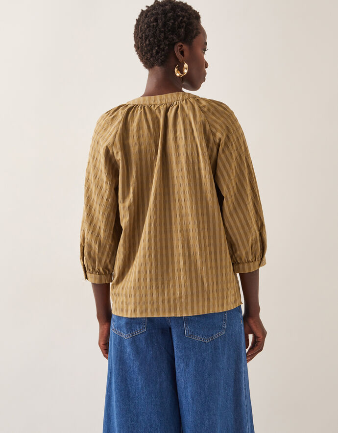 Suzi 3/4 Sleeve Check Top | Tops & T-shirts | Monsoon UK.