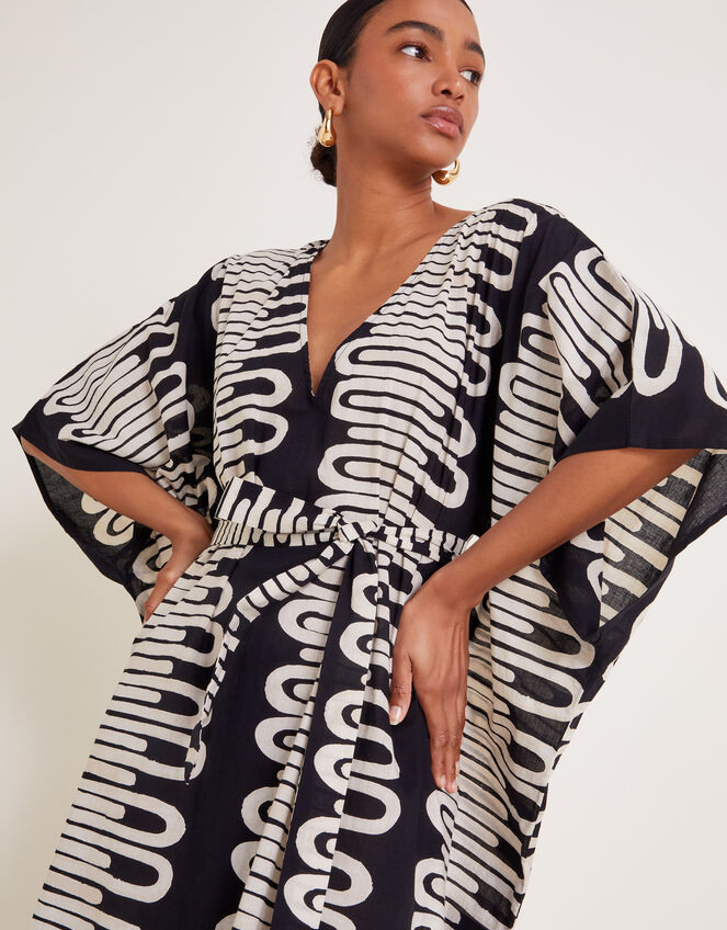 Orla Geometric Print Kaftan Dress Black | Kaftans & Kimonos | Monsoon UK.